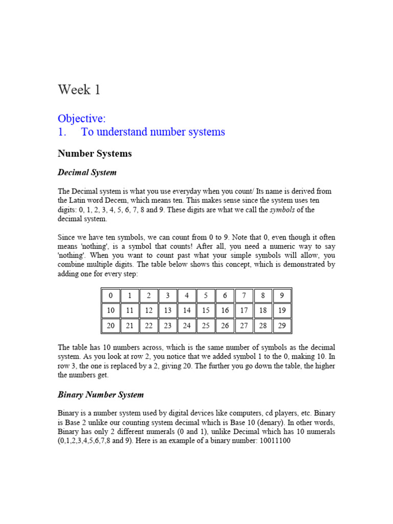 Mth 111 Decimal System Pdf