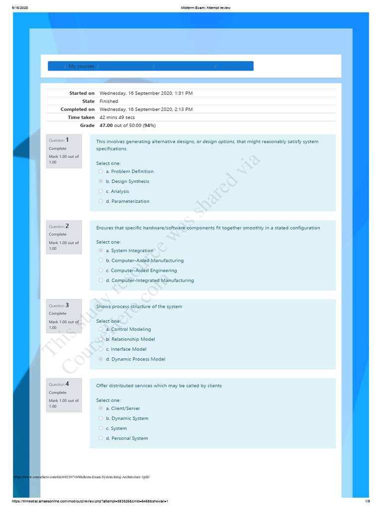 Midterm Exam System Integ. Architecture 1 | PDF | System | Computer Aided Design