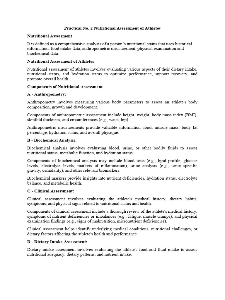 Practical # 2 Nutritional Assessment | PDF | Nutrients | Nutrition