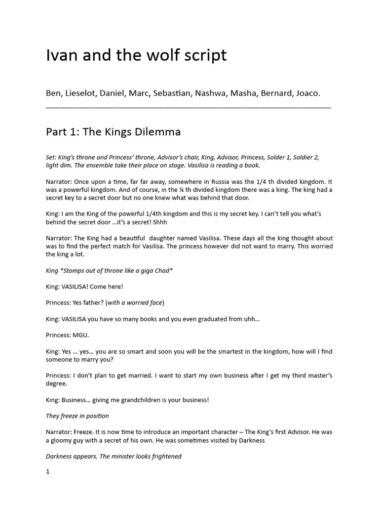 Ivan and The Wolf Script | PDF