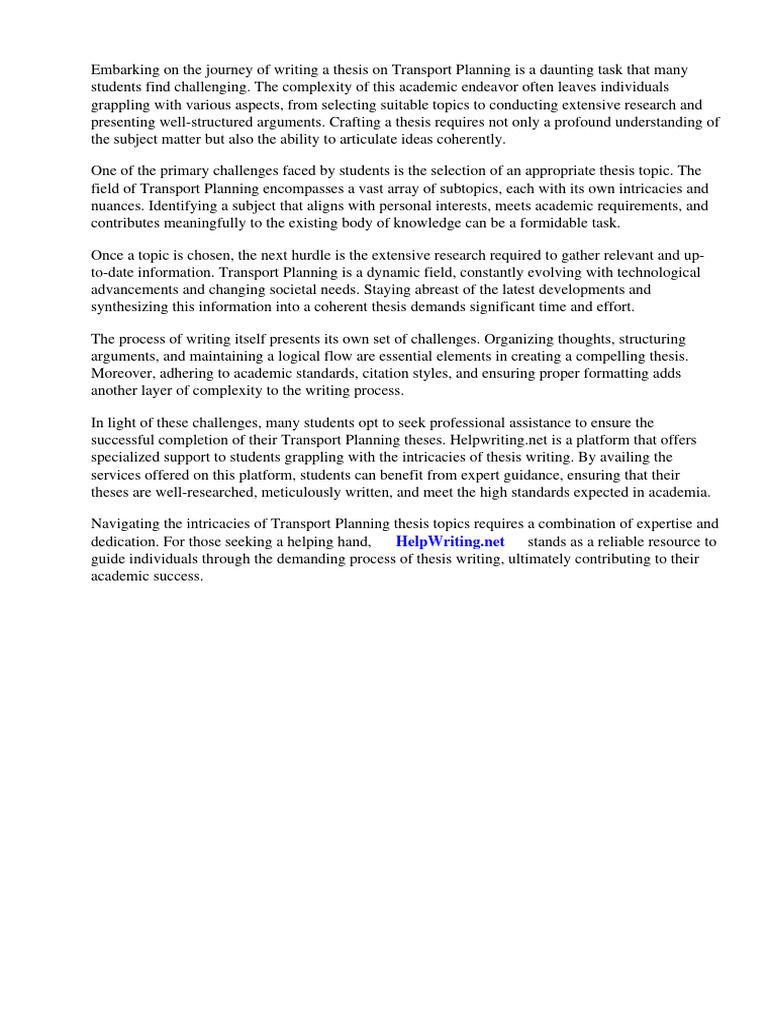 Transport Planning Thesis Topics | PDF | Geographic Information System ...