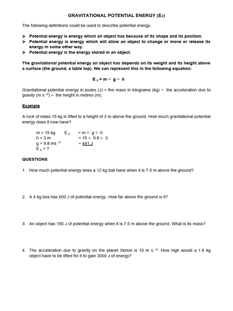 Gravitational Potential Energy | Download Free PDF | Potential Energy ...