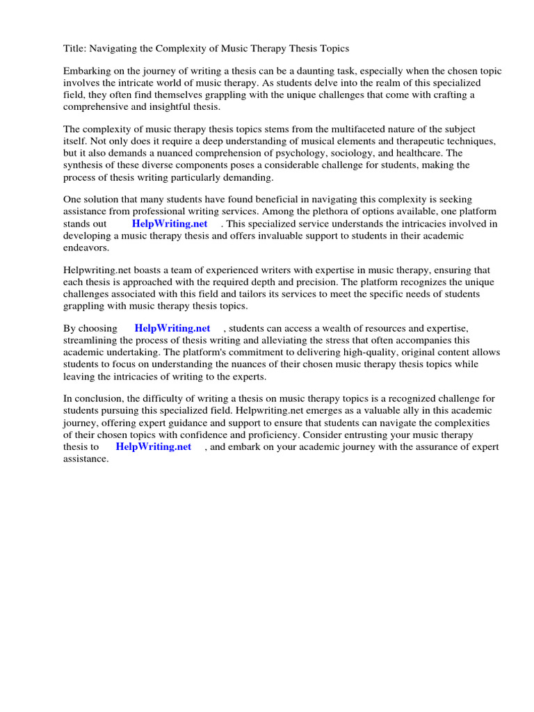 Music Therapy Thesis Topics | PDF | Psychotherapy | Therapy