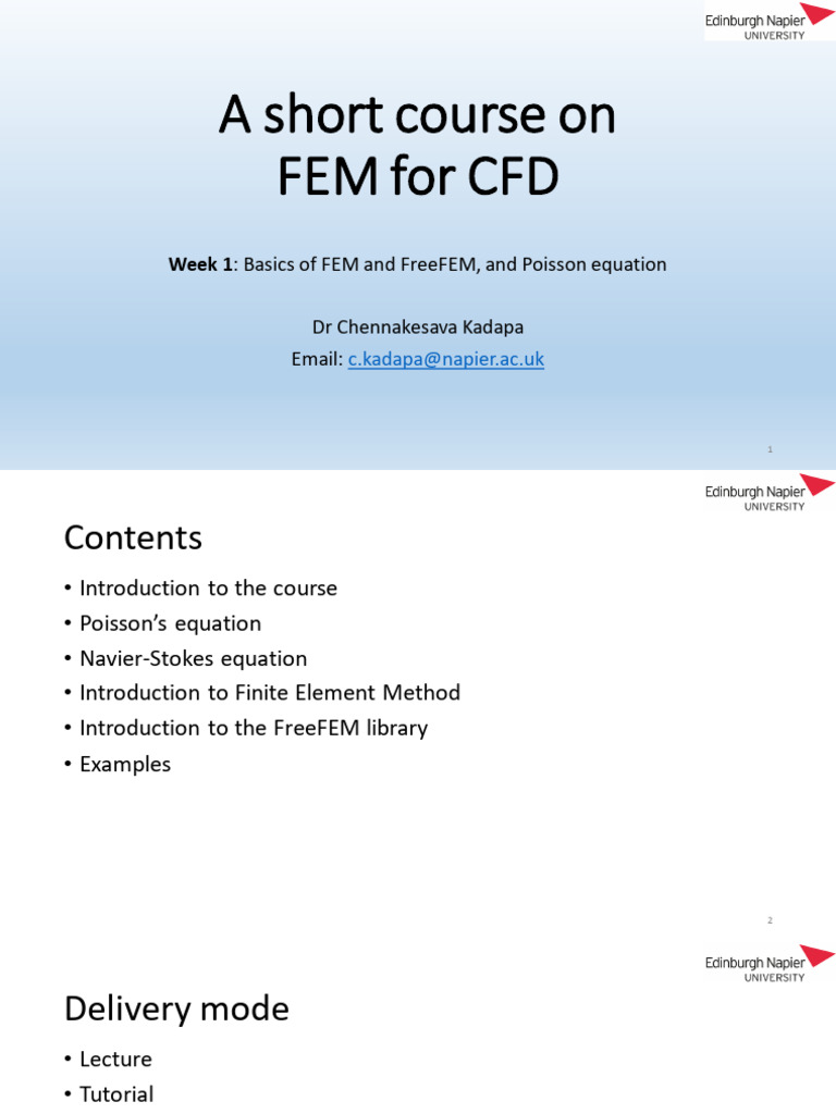 FEM4CFD - Week1 | PDF | Finite Element Method | Navier–Stokes Equations