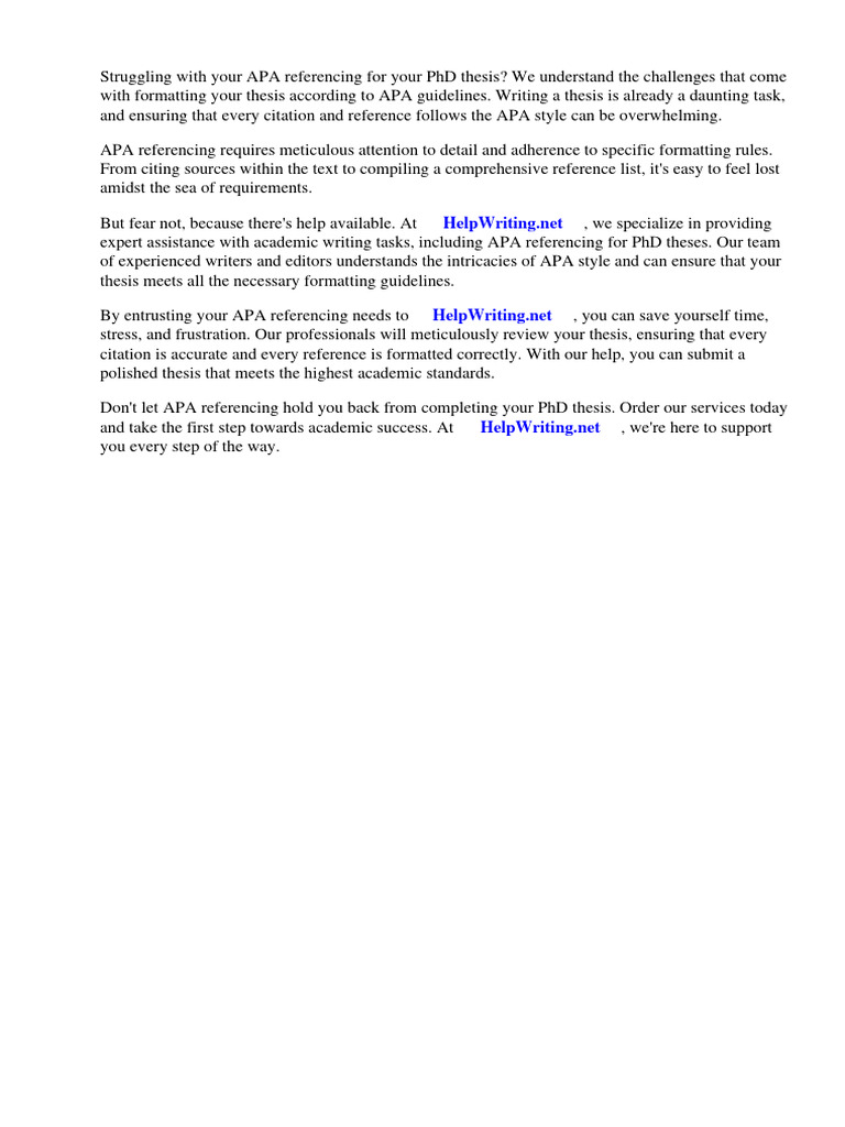 Apa Referencing PHD Thesis | PDF | Apa Style | Thesis