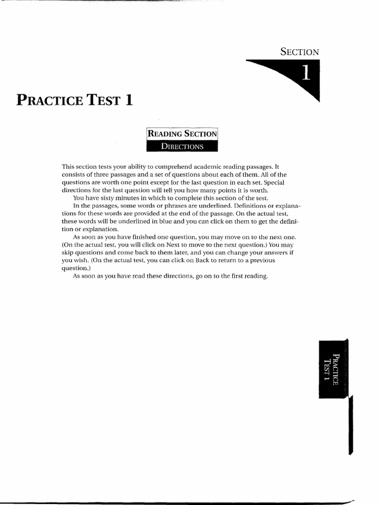 PRACTICE TEST 1 The Complete Guide To The Toefl Test Ibt | PDF