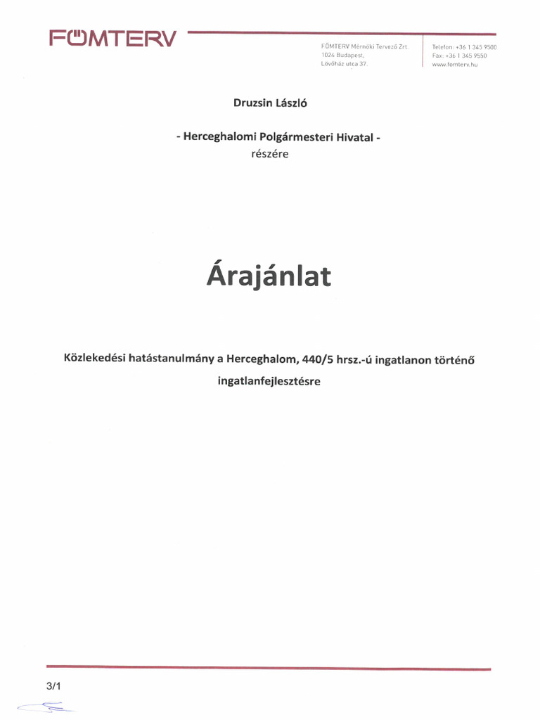 Ajanlat FOMTERV | PDF