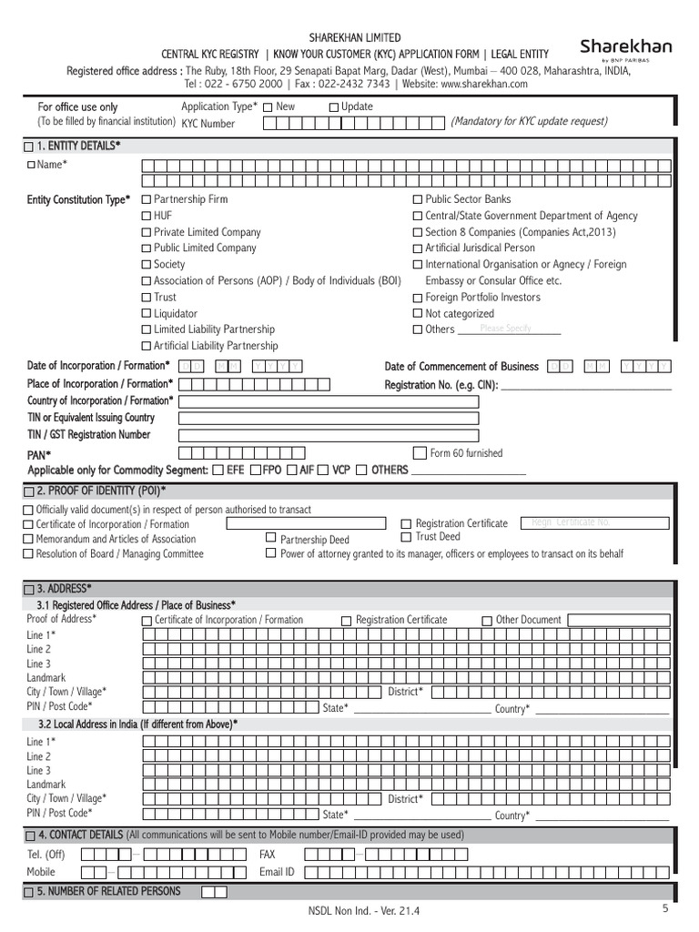 NON Individual - KYC | Download Free PDF | Partnership | Private Law