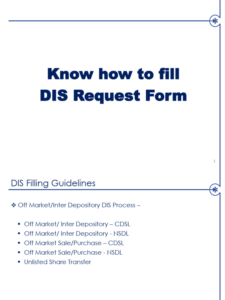 DIS Request Forms | PDF | Financial Markets | Money