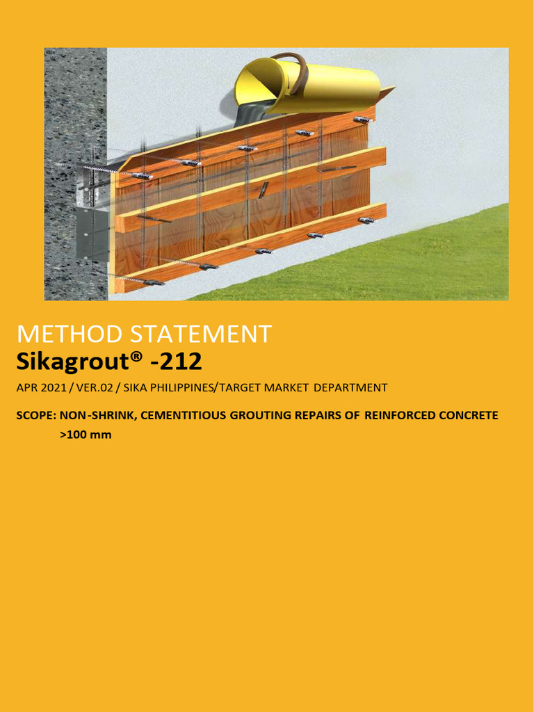 MS - SikaGrout 212 (Grouting Repairs of Reinforced Concrete) (v.02) | PDF | Concrete | Waste