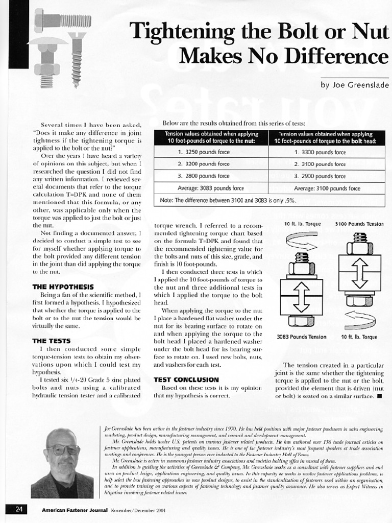 Torque-Tightening Bolt or Nut No Difference | PDF