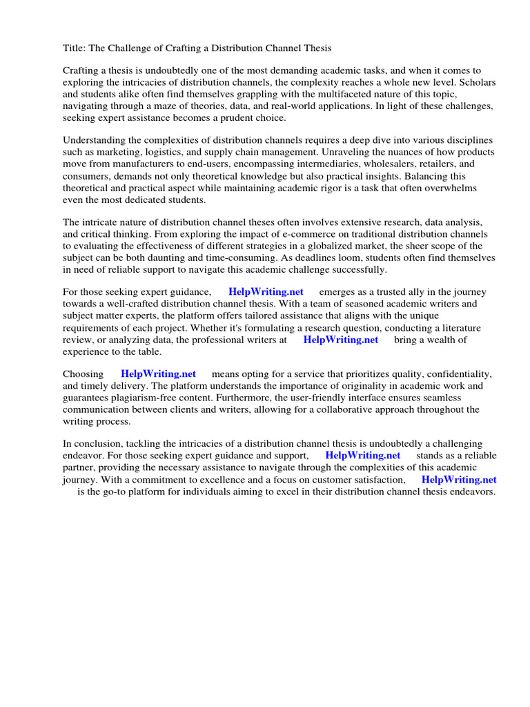 Distribution Channel Thesis | PDF