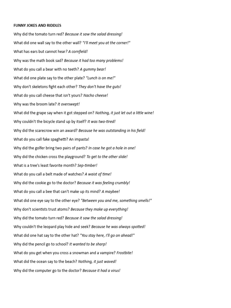 Jokes & Riddles | PDF