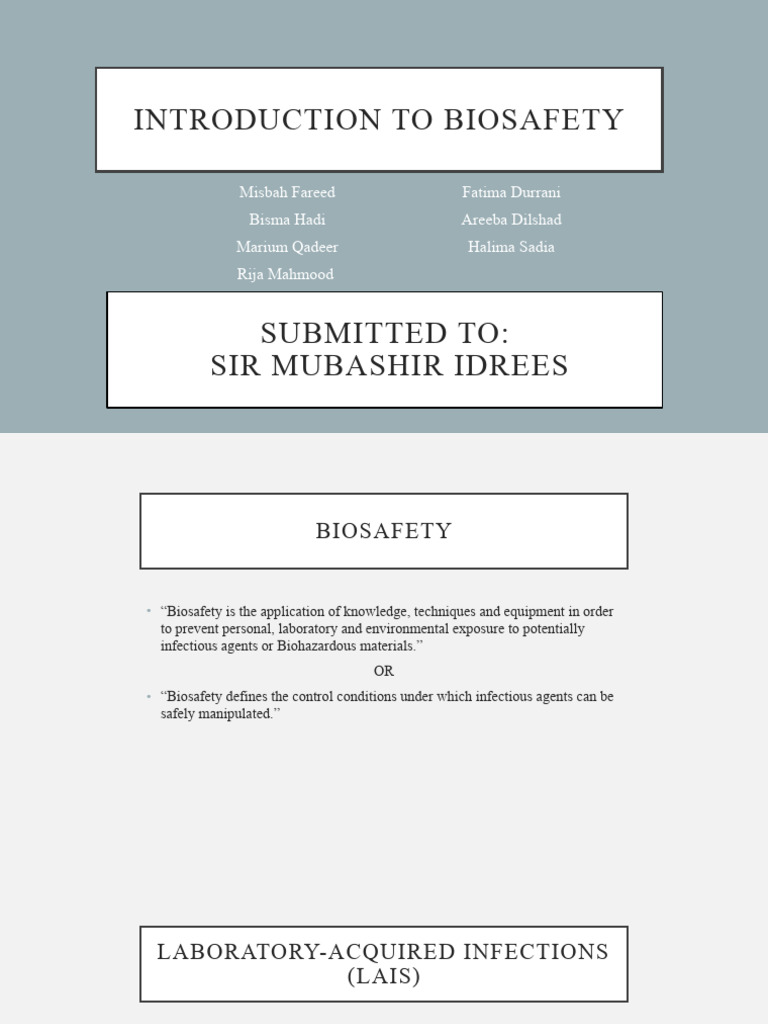 Introduction To Biosafety | PDF | Wellness | Science & Mathematics