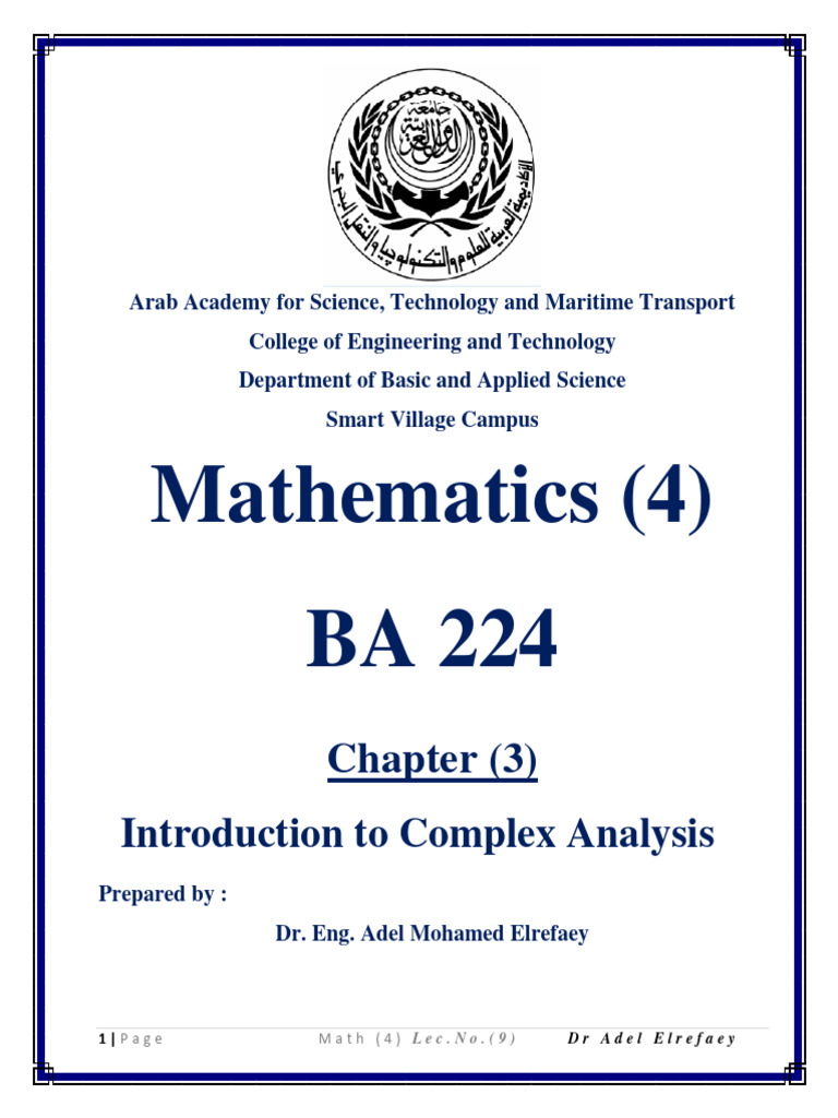 BA224 Lec 9 | PDF | Complex Number | Function (Mathematics)