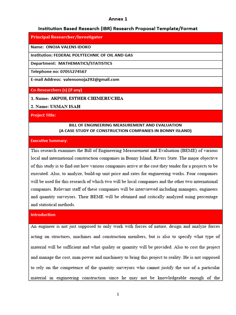 Bill of Engineering Measurement and Evaluation | PDF | Specification ...