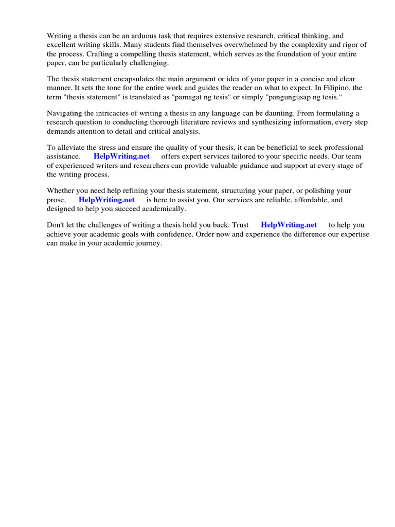 Ano Ang Tagalog NG Thesis Statement | Download Free PDF | Tagalog Language