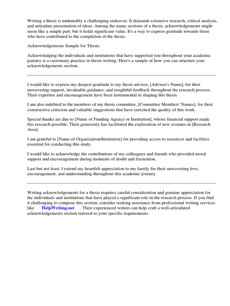 Thesis Acknowledgement Guide | PDF | Thesis | Gratitude