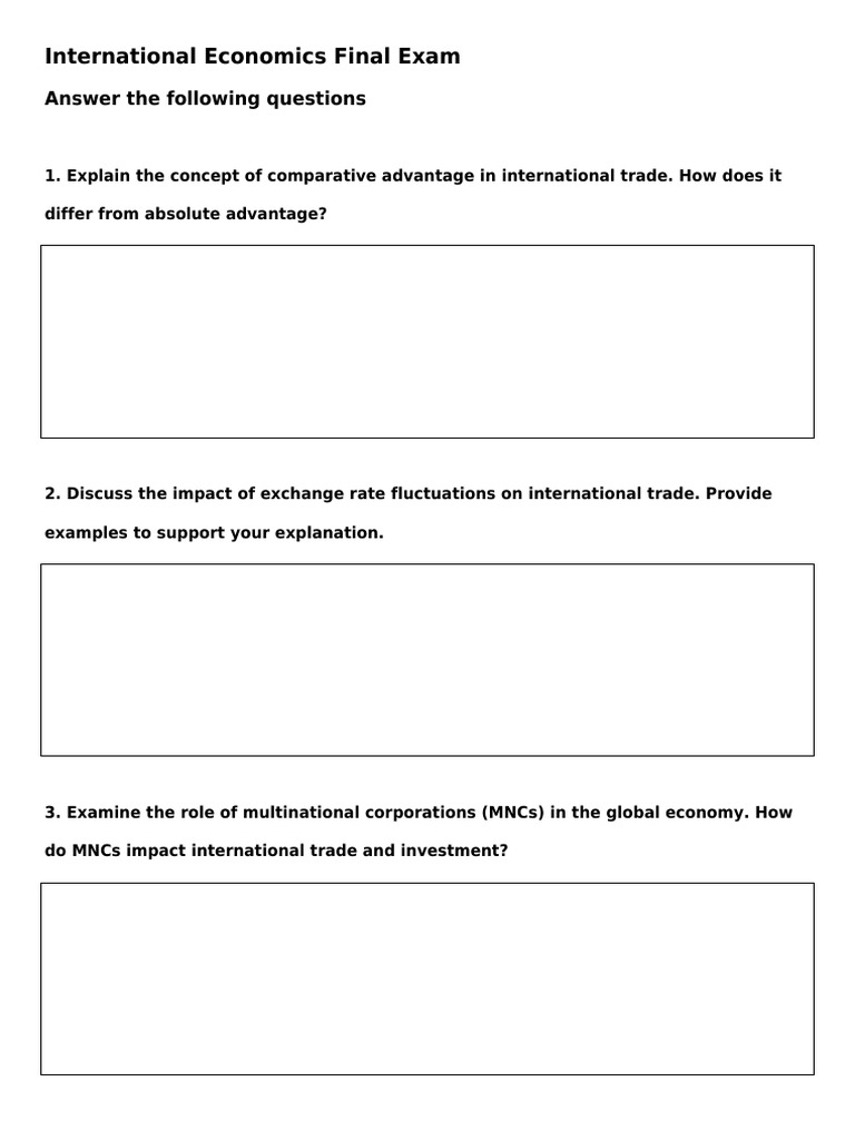 International Economics Final Exam | PDF | Exports | International ...