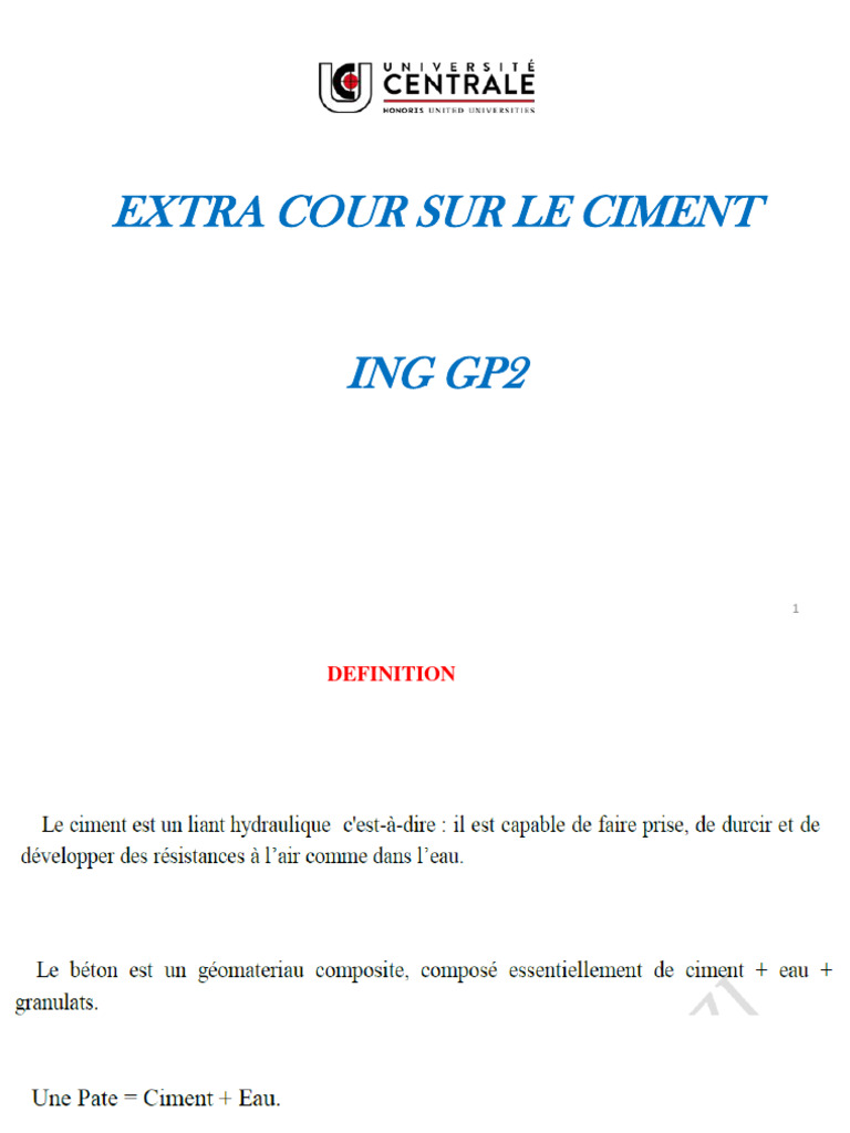 Extra Cour Sur Le Ciment | PDF | Ciment | Béton