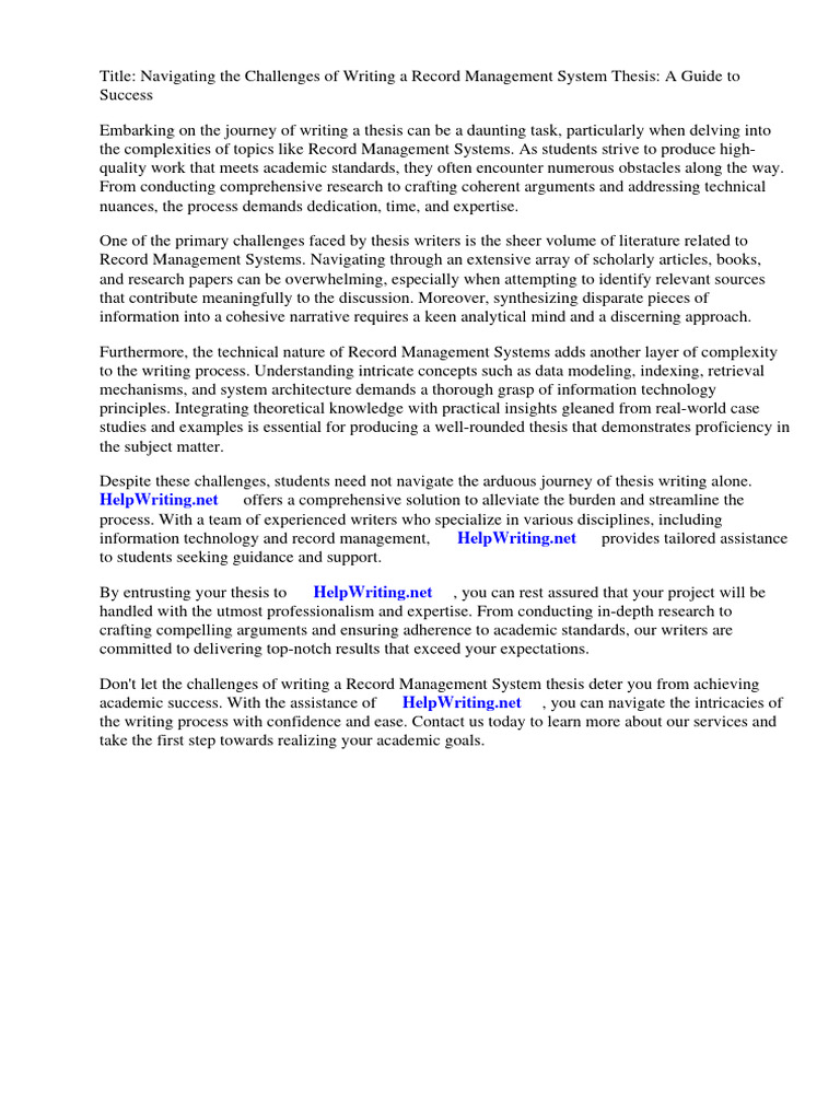 Record Management System Thesis Related Literature Pdf Electronic
