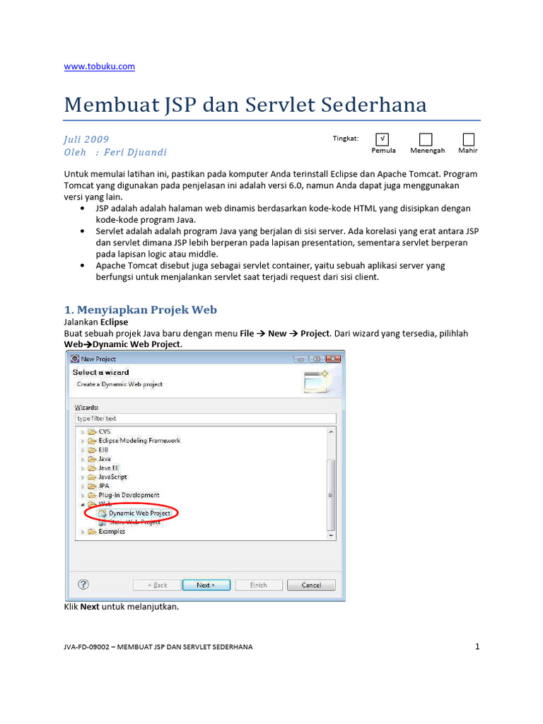 Membuat-Jsp-Dan-Servlet-Sederhana - Compressed (1) - Compressed - Compressed | PDF