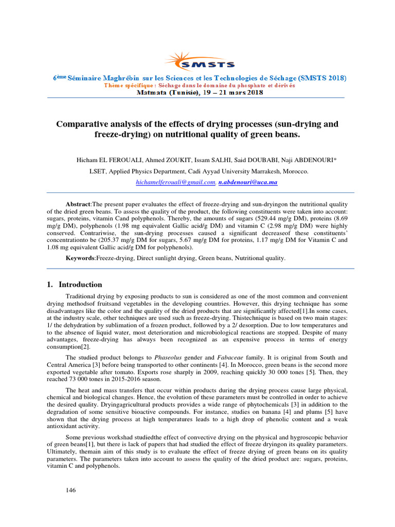 Comparative Analysis of The Effects of Drying Processes (Sun-Drying and ...