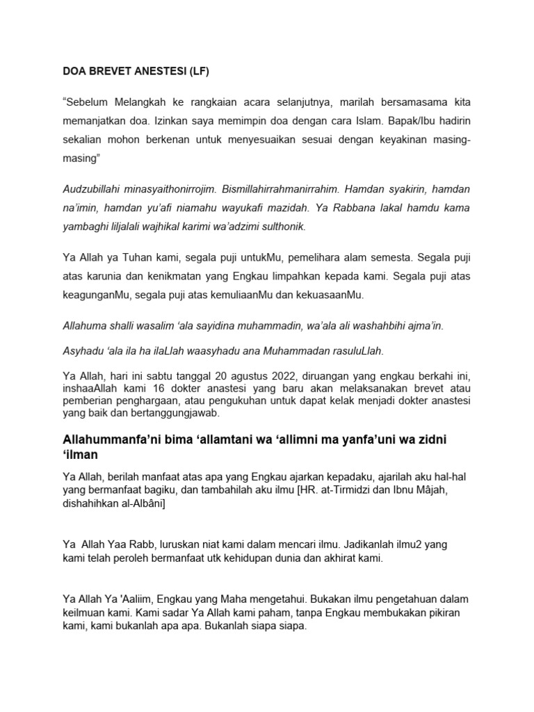 Text Doa Brevet LF | PDF | Agama & Spiritualitas | Gaya Hidup