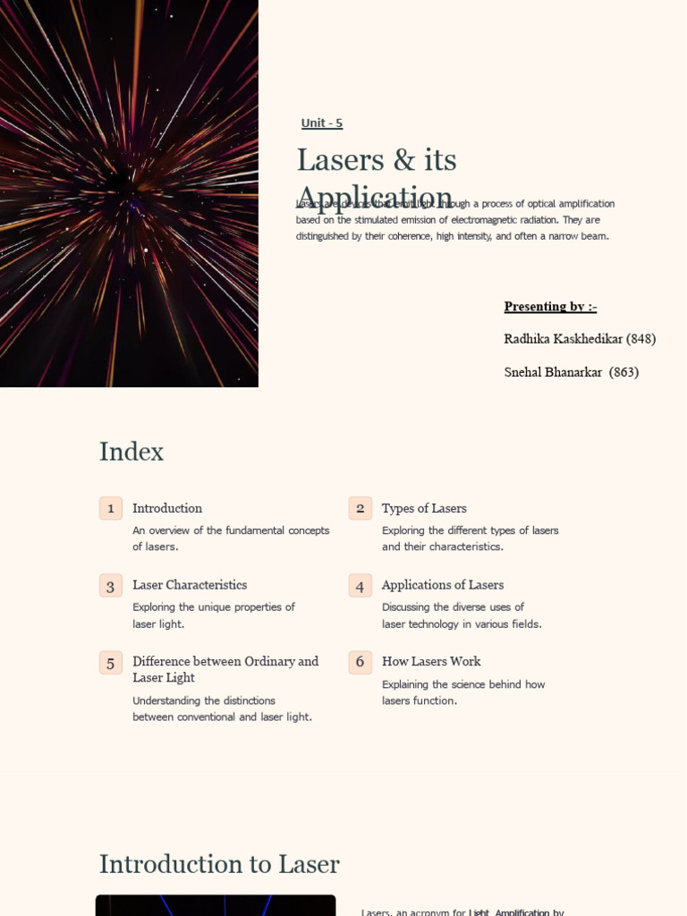 Lasers and Its Application | PDF