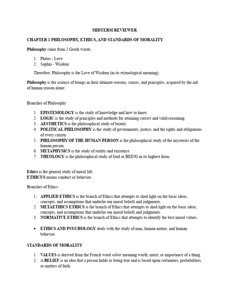 Midterm Reviewer | PDF | Virtue | Reason