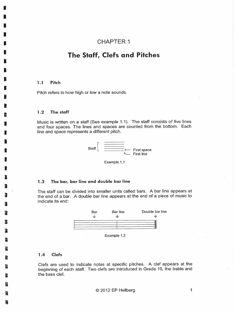 Chapter 1 - The Staff, Clefs, and Pitches | PDF