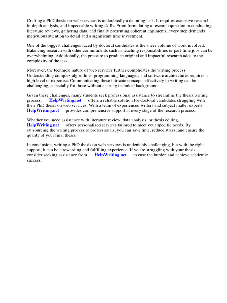 PHD Thesis Web Services | PDF | Thesis | Doctor Of Philosophy