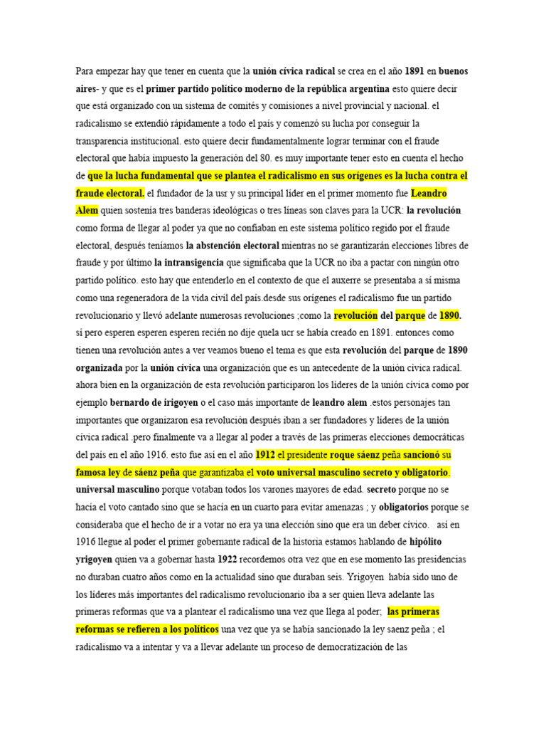 El RADICALISMO 1916-1930 Los Gobiernos de YRIGOYEN, ALVEAR e YRIGOYEN ...