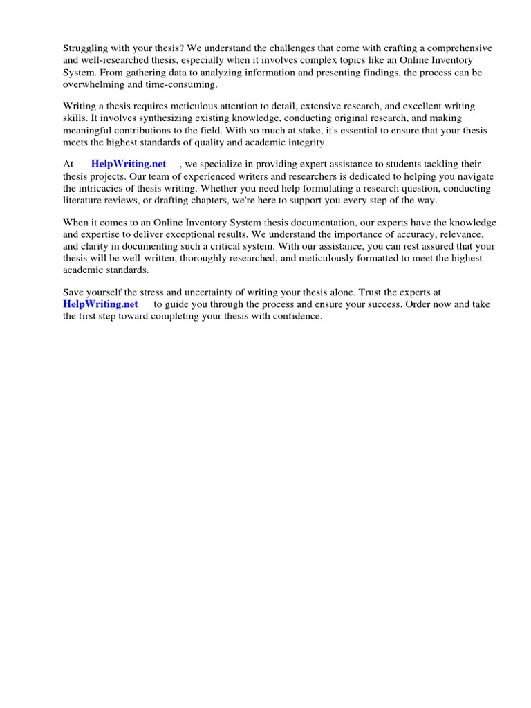 Online Inventory System Thesis Documentation | PDF | Thesis | Inventory