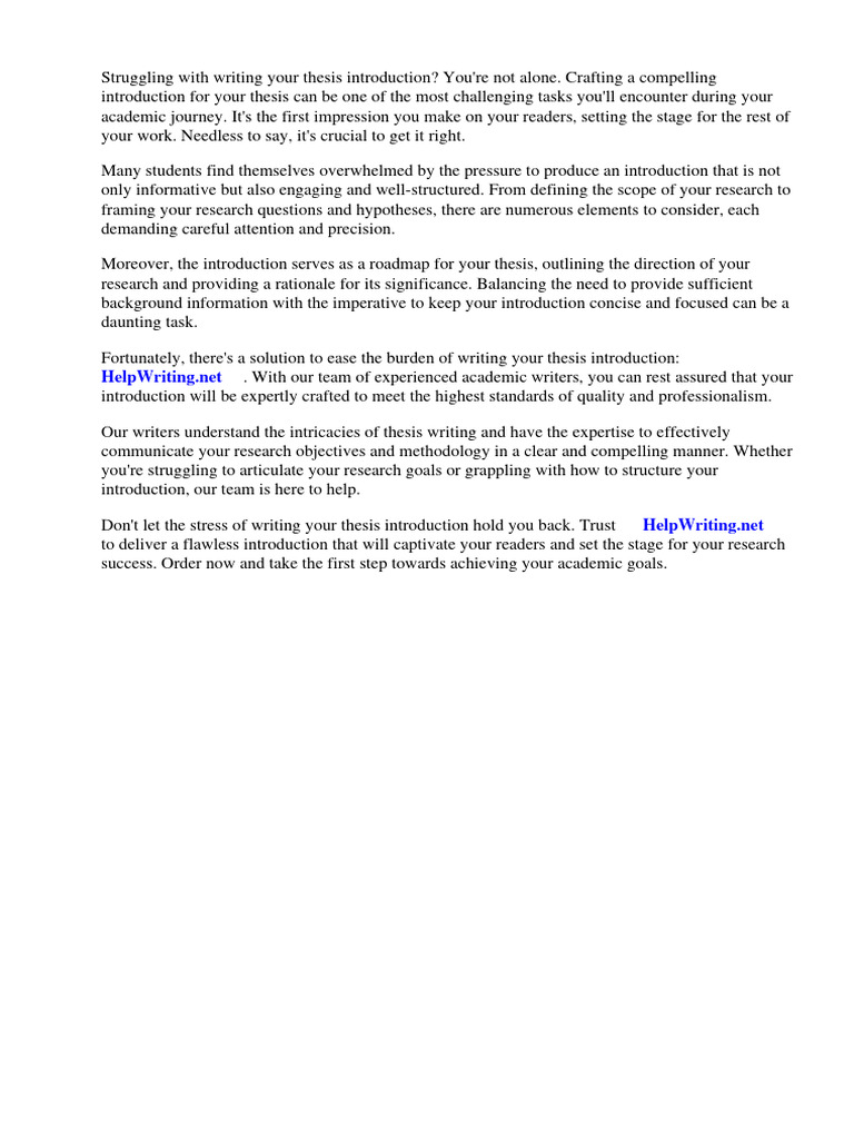 How To Write My Thesis Introduction | PDF | Essays | Thesis