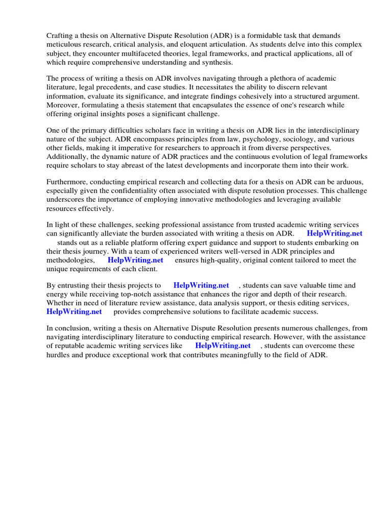 Thesis Alternative Dispute Resolution | PDF | Alternative Dispute Resolution | Mediation