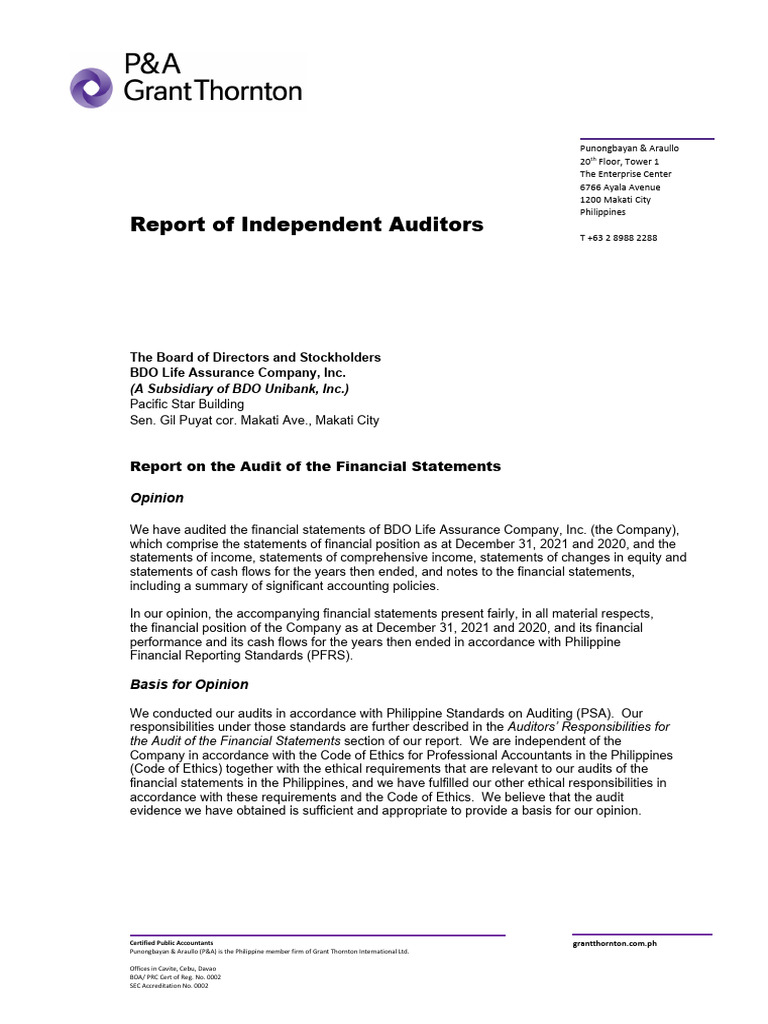 Audited Financial Statements 2021 | PDF