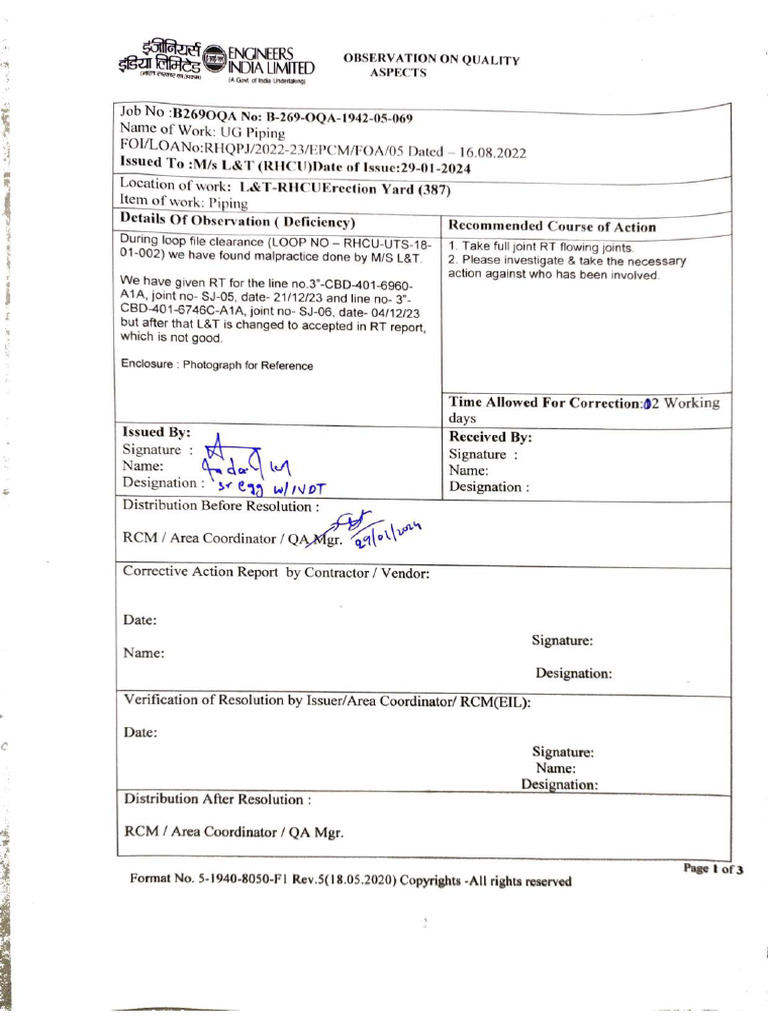 RHCU - Fab Yard - OQA-069 - 1 | PDF