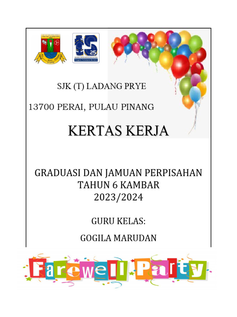 Kertas Kerja Majlis Perpisahan 6 Kambar | PDF