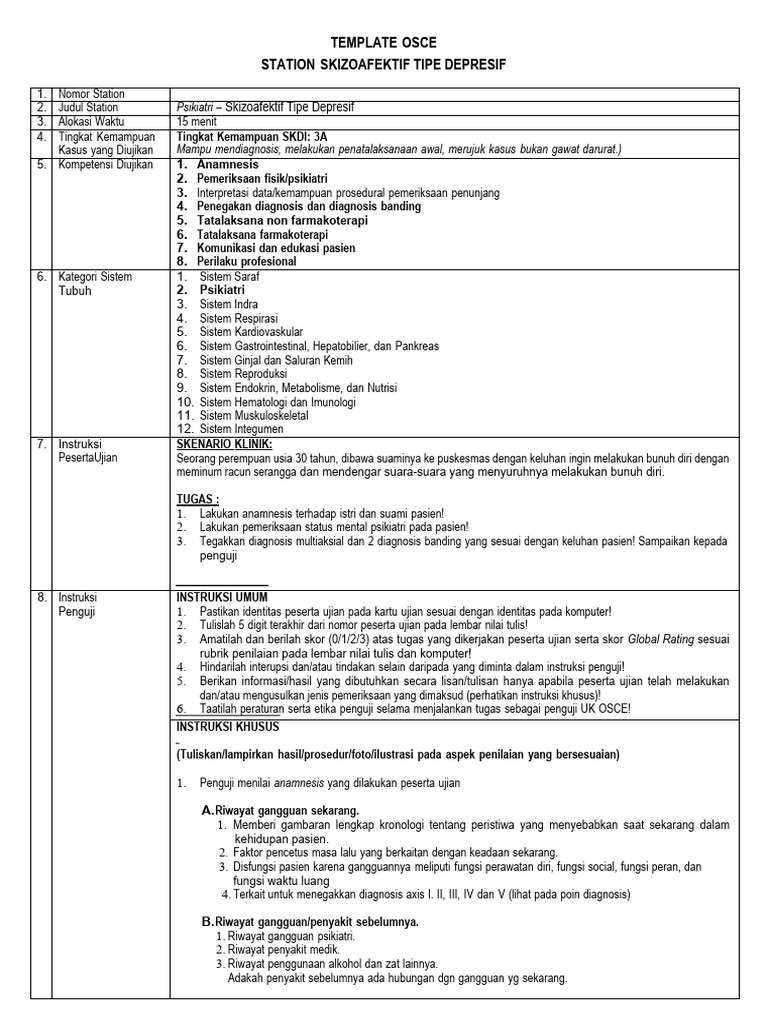 OSCE: Skizoafektif Depresif | PDF | Pengembangan Diri | Kesehatan Holistik