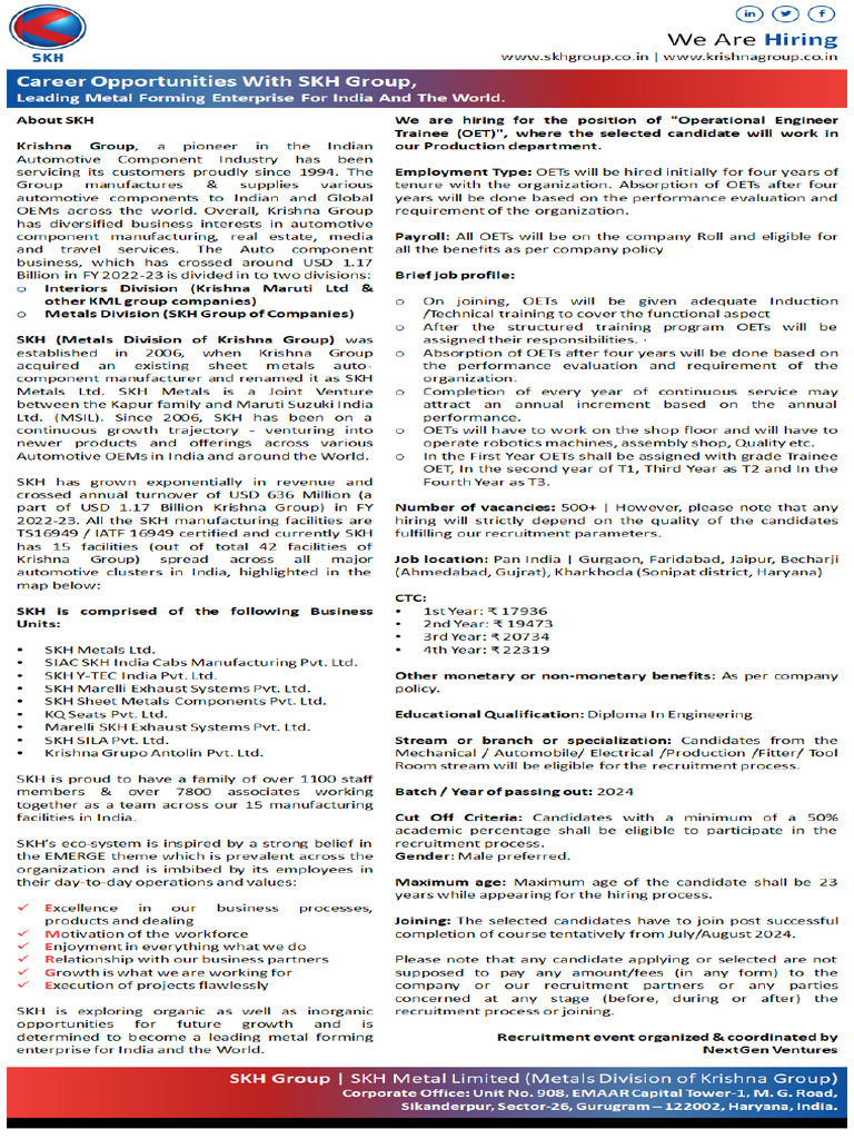 SKH Group OET 2024 Batch | PDF