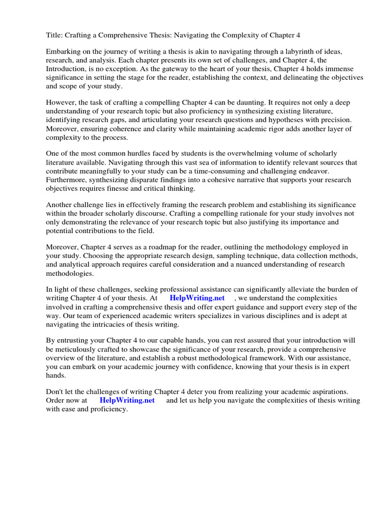 Chapter 4 Thesis Sample Introduction | PDF | Thesis | Methodology