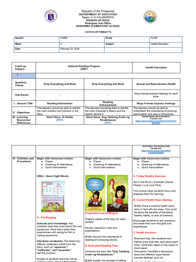 DLL Catch Up Friday Week 4 | PDF