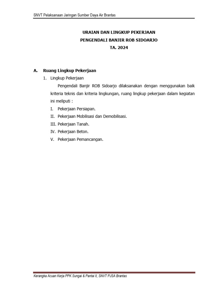Lingkup Pekerjaan ROB Sidoarjo 2024 | PDF