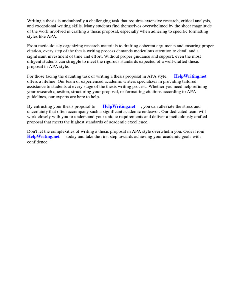 Sample Thesis Proposal Apa Style | PDF | Thesis | Apa Style