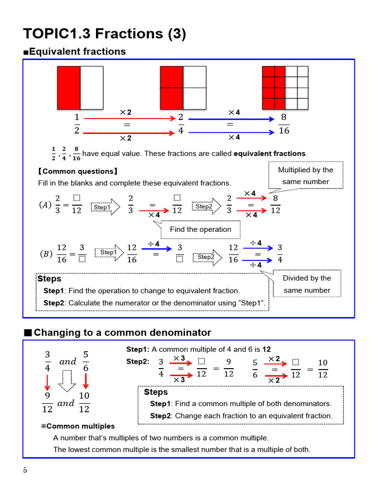 1.3 Fractions | PDF | Mathematical Notation | Mathematical Concepts