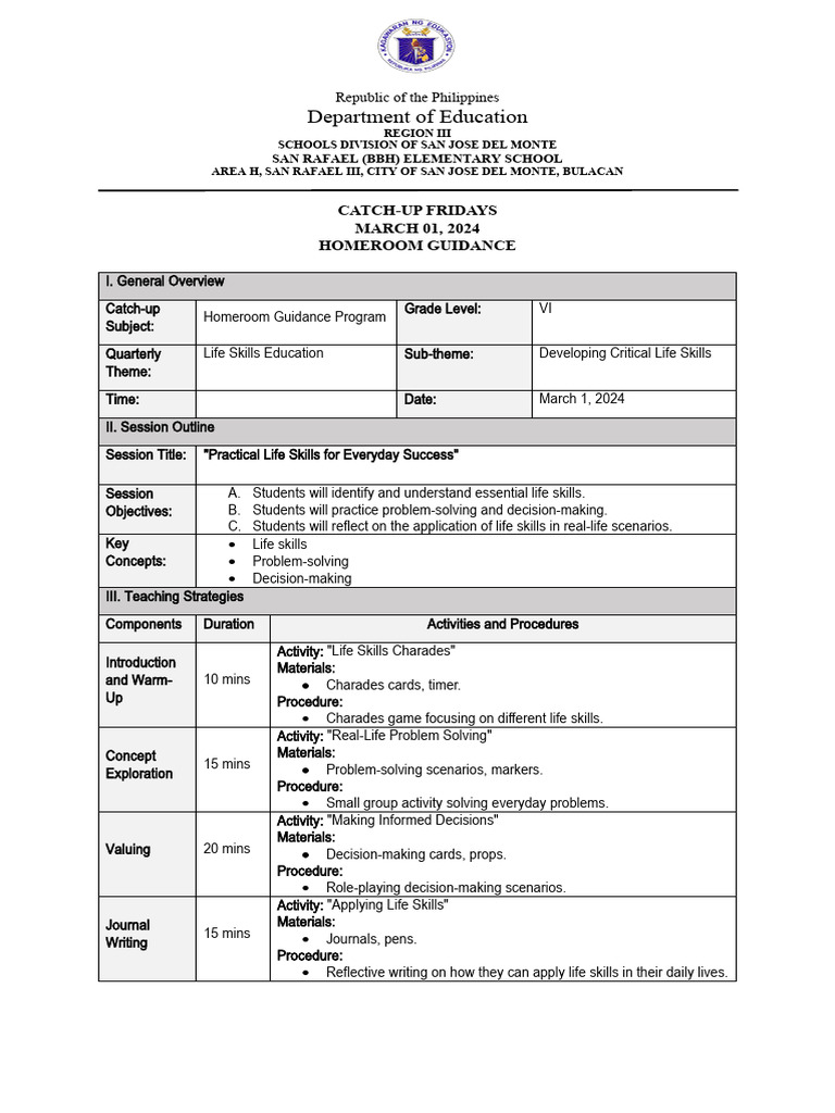 Homeroom Guidance Program | PDF | Decision Making | Cognitive Psychology