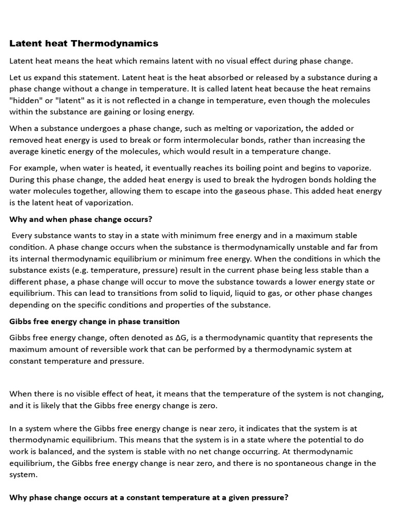 Latent Heat Thermodynamics | PDF | Phase (Matter) | Latent Heat
