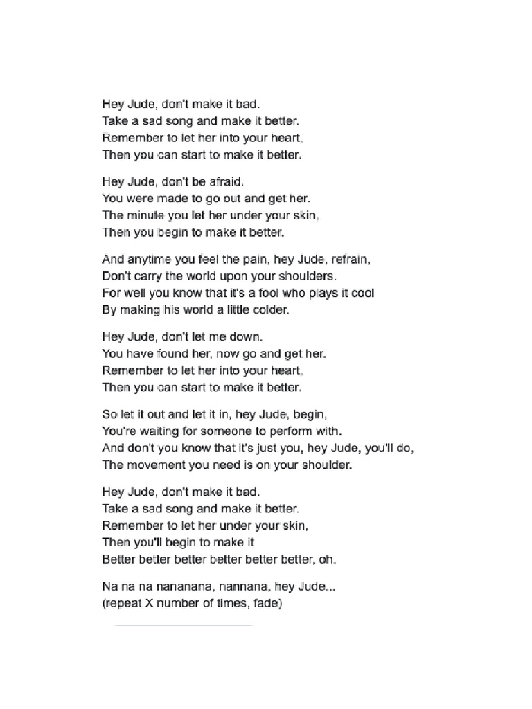 Hey Jude Lyrics | PDF