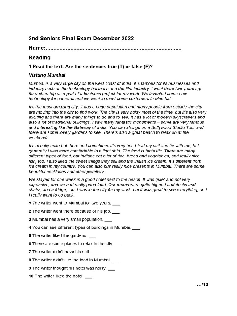 2nd Seniors Dec EXAM | PDF